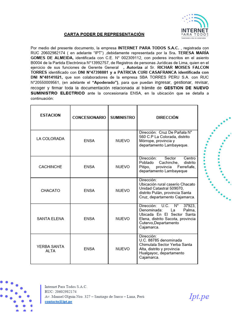 Carta Poder Ensa Act | PDF