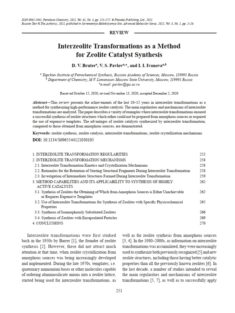 Bruter, Pavlov, Ivanova - 2021 - Interzeolite Transformations As A ...