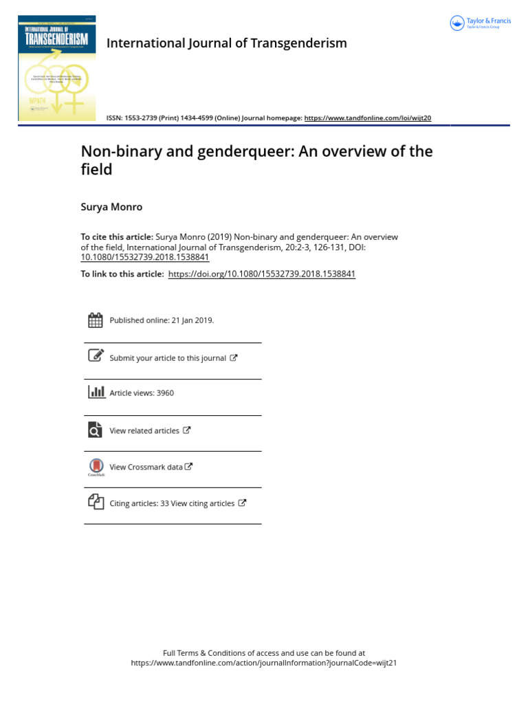 Non Binary and Genderqueer An Overview of The Field | PDF | LGBTQIA+ ...