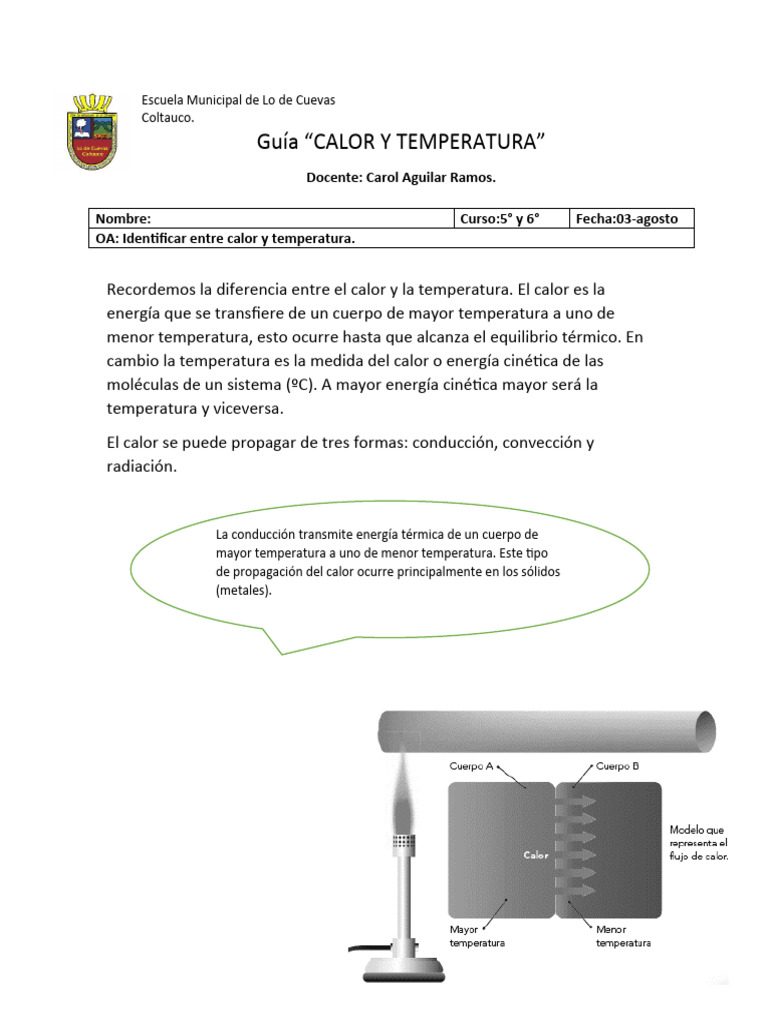 Guia Sexto Calor | PDF | Calor | Conduccion termica