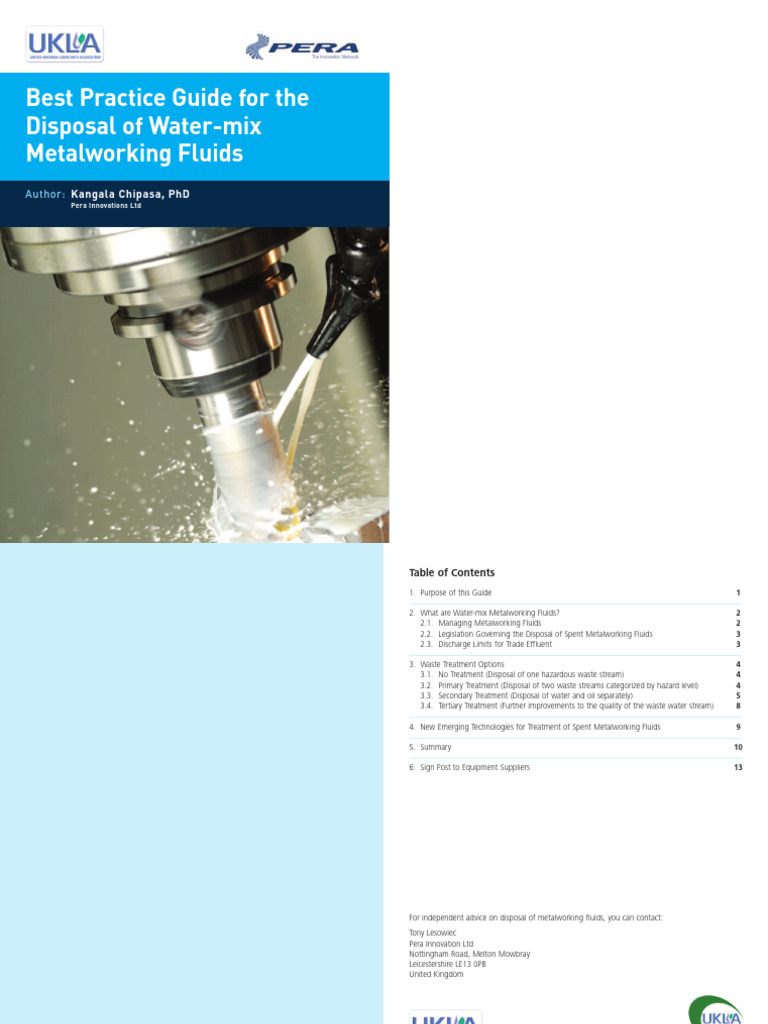 UKLA PERA Best Practice Guide For The Disposal of Water Mix ...