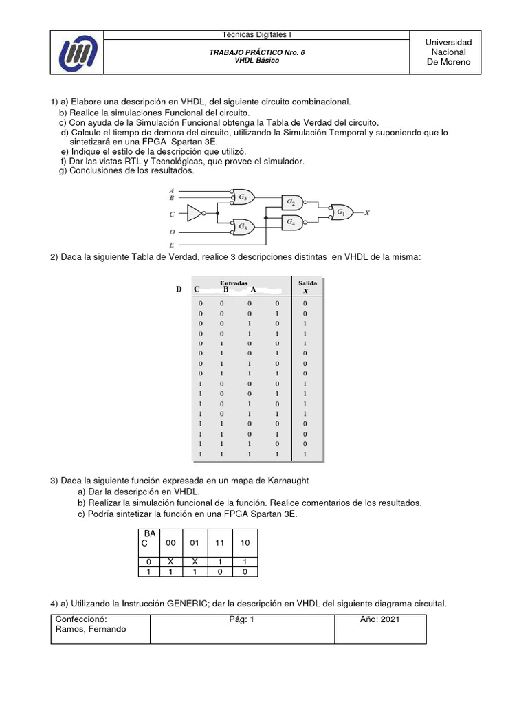 UNM2021-TD1-TP6 - VHDL Parte 1 | PDF | Vhdl | Programación de computadoras