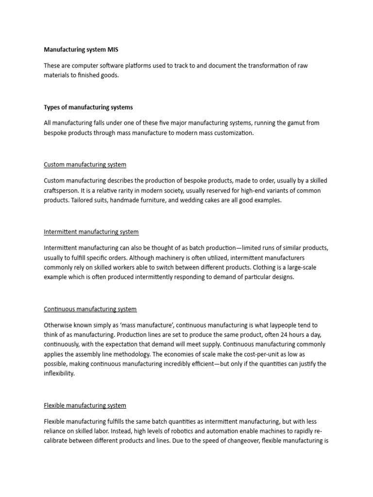 Manufacturing MIS | PDF | Databases | Marketing