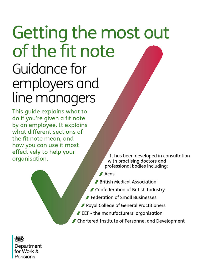 Fit Note Guidance For Employers and Line Managers | PDF | Occupational ...