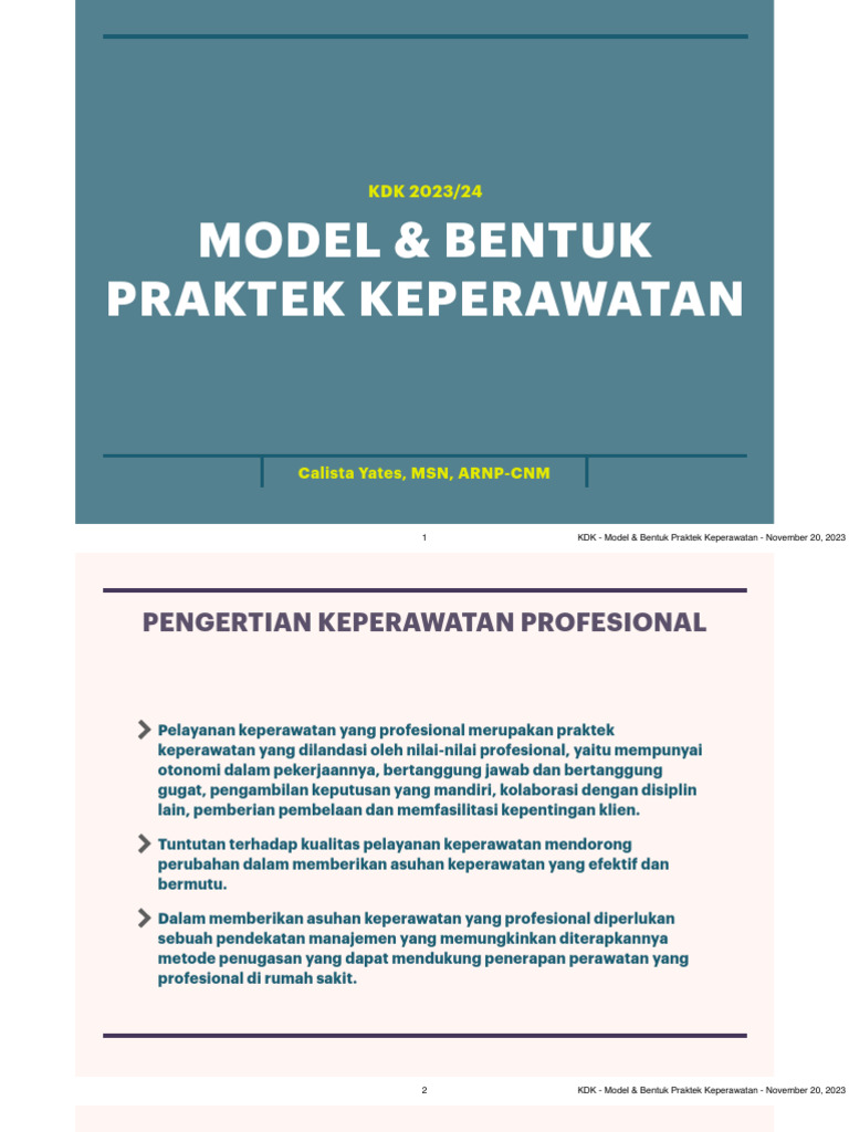 KDK - Model & Bentuk Praktek Keperawatan | PDF
