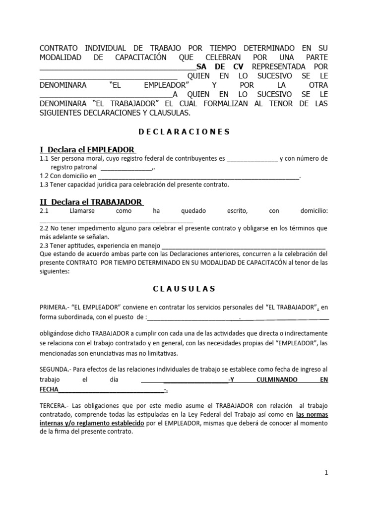 Contrato Capacitación | PDF | Derecho laboral | Economias