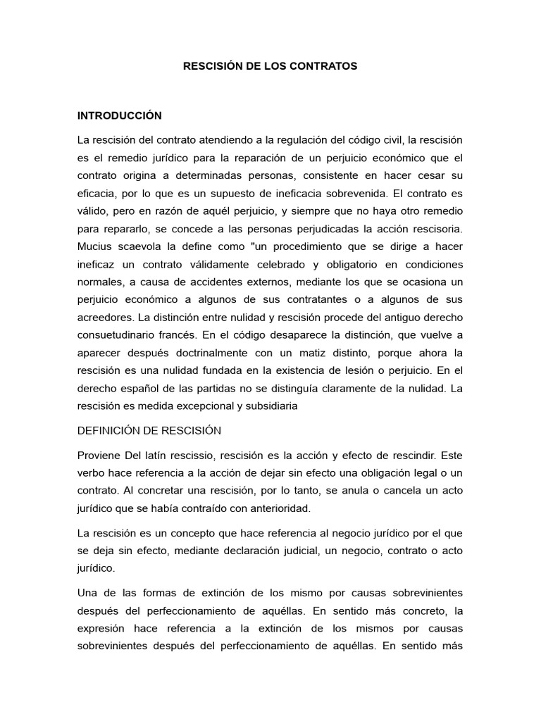 rescisión y contratos | PDF | Conceptos legales | Ley de obligaciones