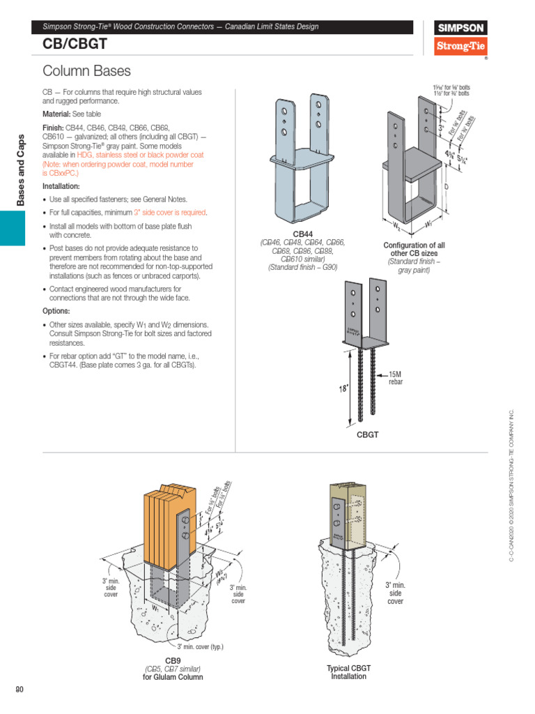 CB/CBGT Column Bases | PDF | Screw | Civil Engineering