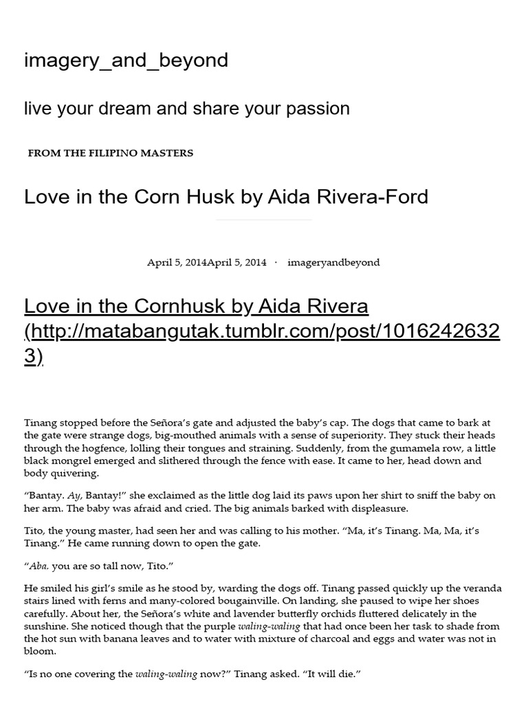 Love in The Corn Husk by Aida Rivera-Ford | PDF