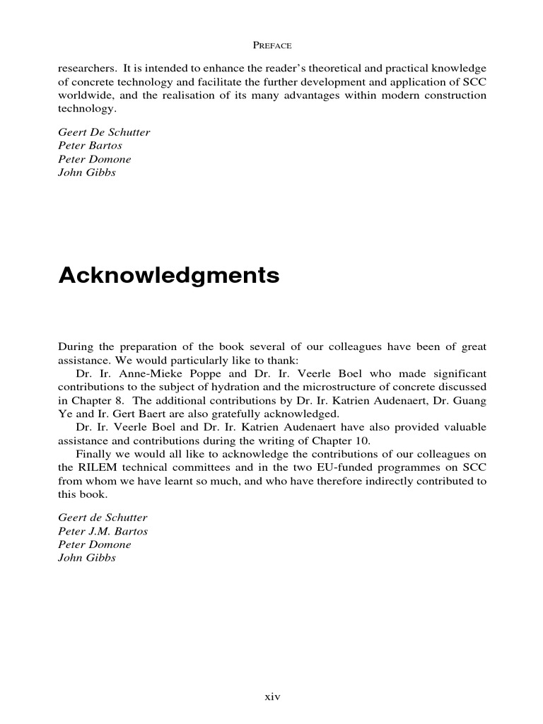 Acknowledgments: Geert de Schutter Peter Bartos Peter Domone John Gibbs | PDF | Rheology | Concrete
