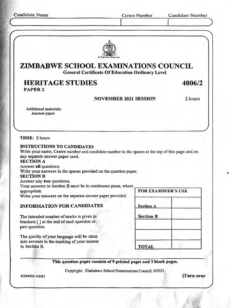 O-Levels Heritage Studies 2021 | PDF