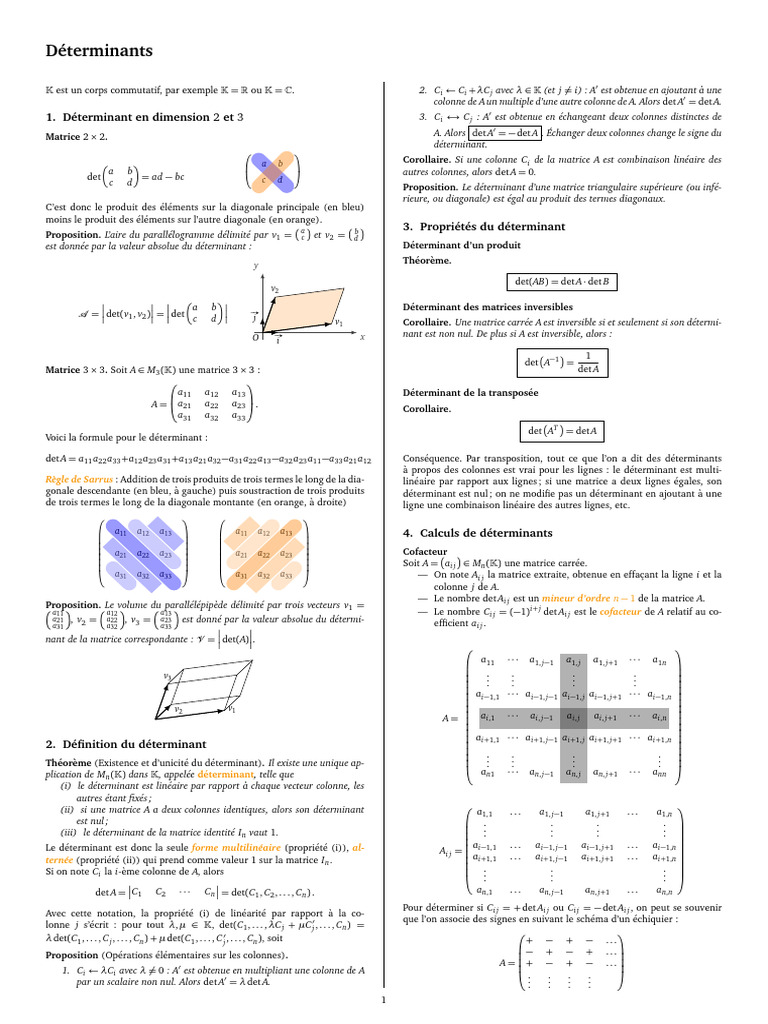 Guide complet sur les déterminants | PDF | Déterminant | Matrice ...