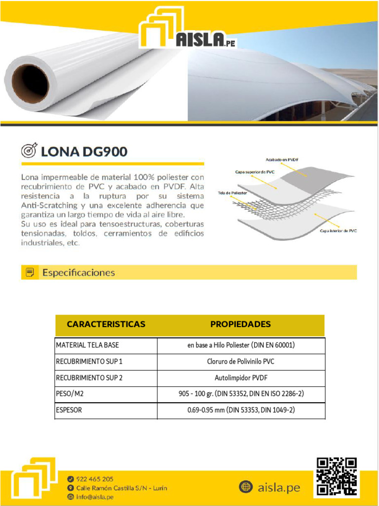 Ficha - Tecnica-Lona-DG900-Aisla | PDF
