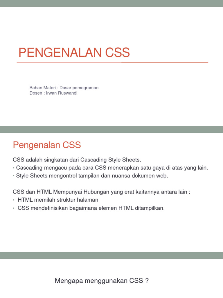 Dasar Pemograman - Pengenalan CSS | PDF