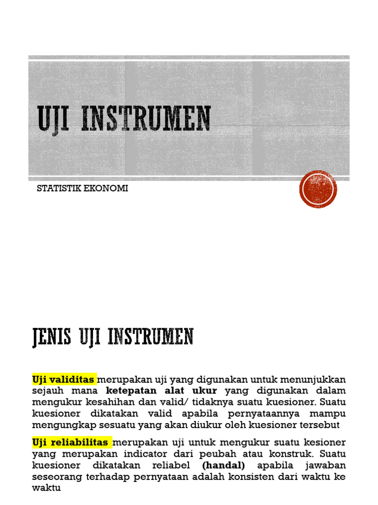 Uji Instrumen | PDF | Metode & Bahan Ajar