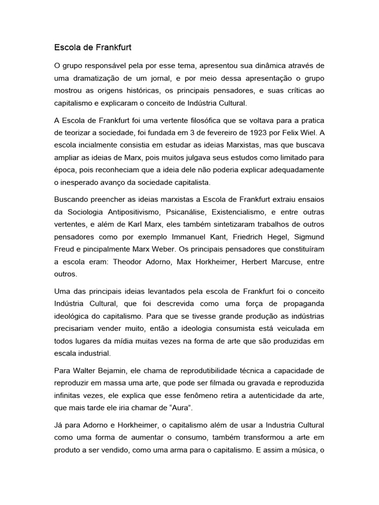 Escola de Frankfurt | PDF | Escola de Frankfurt | Karl Marx