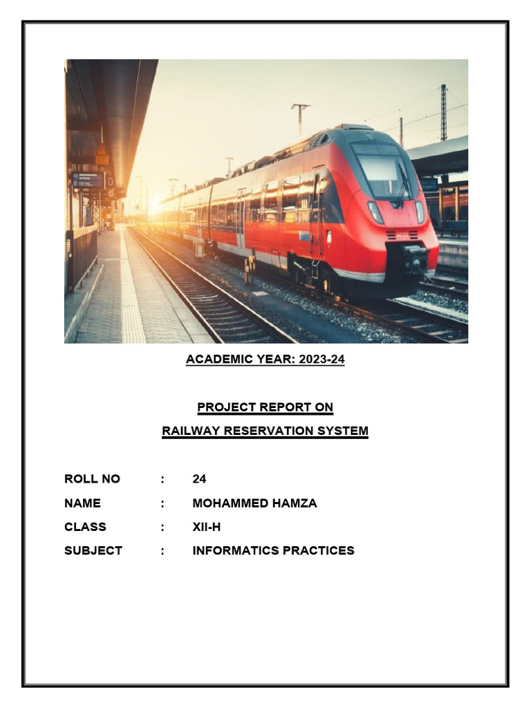 Class 12 Project Railway Reservation | Download Free PDF | Python (Programming Language ...