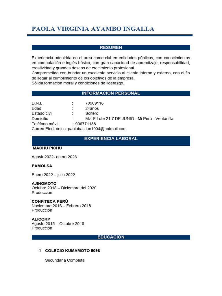 CV PAOLA 2 | PDF | Crecimiento personal y profesional