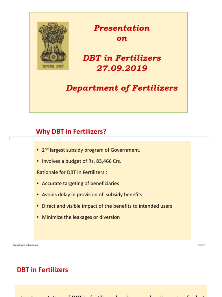 DBT Implementation in Fertilizers Overview | PDF | Computing | Economies