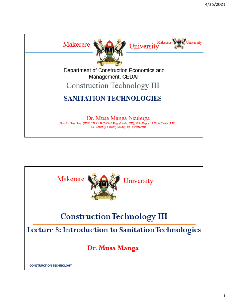 Lecture Notes - Sanitation | PDF | Sanitation | Toilet