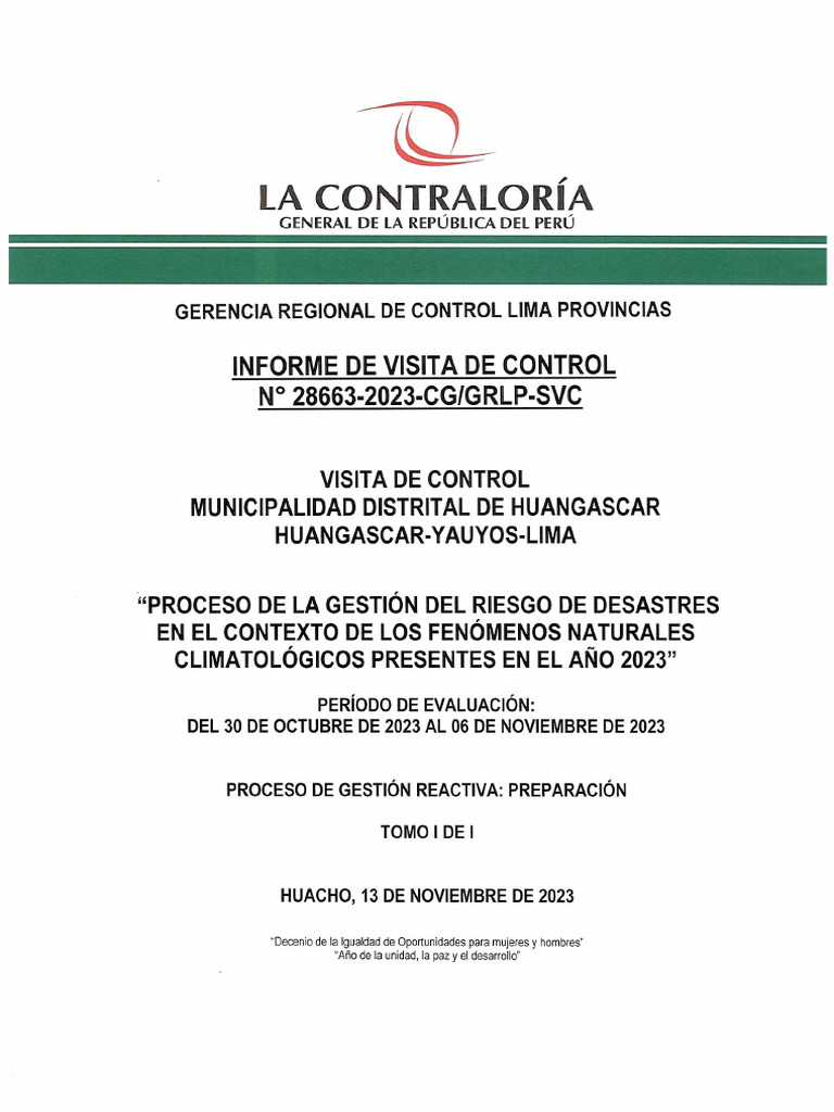 Informe de Visita de Control #28663-2023-CG-GRLP-SVC | PDF