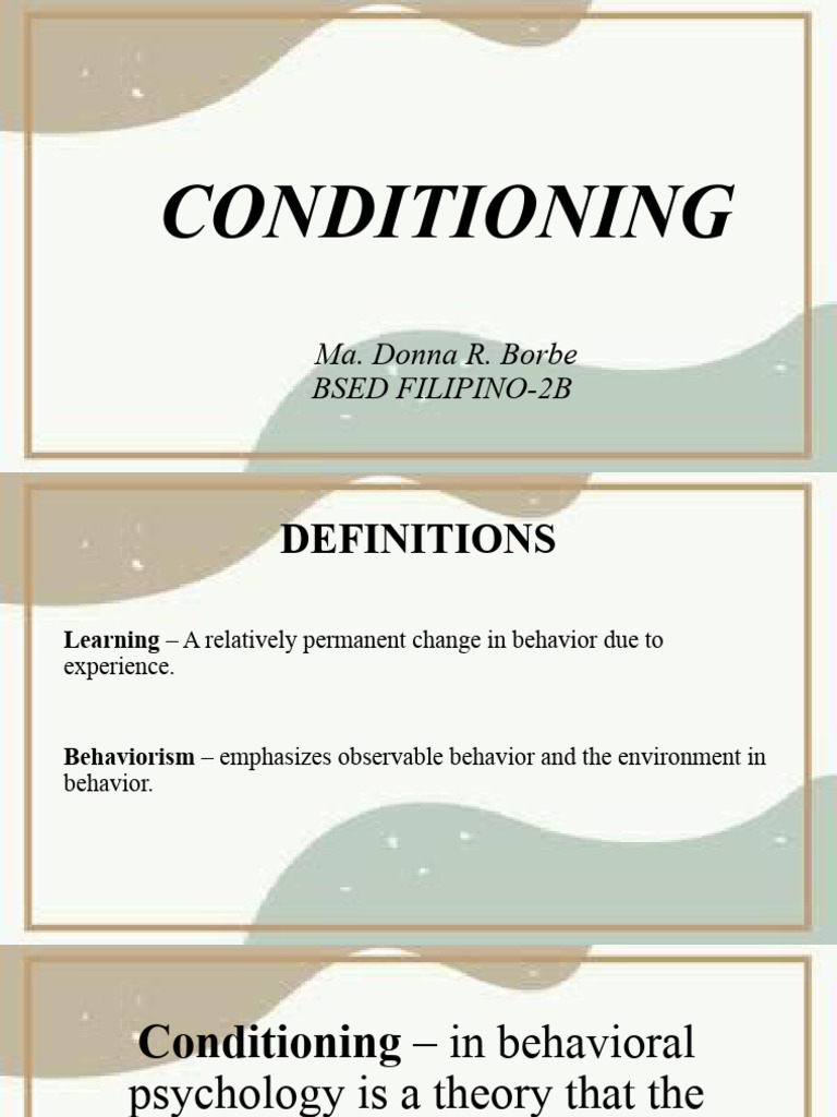 Prof-Ed1 Conditioning | PDF | Classical Conditioning | Reinforcement
