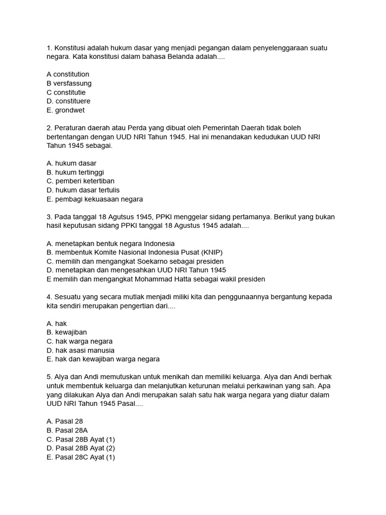 Soal PPKN KLS 10 | PDF