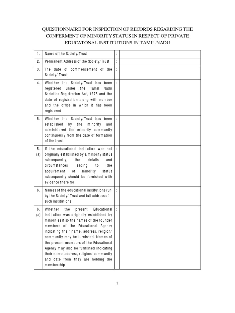 Minority Status Questionnaire | PDF | Minority Group | Government ...
