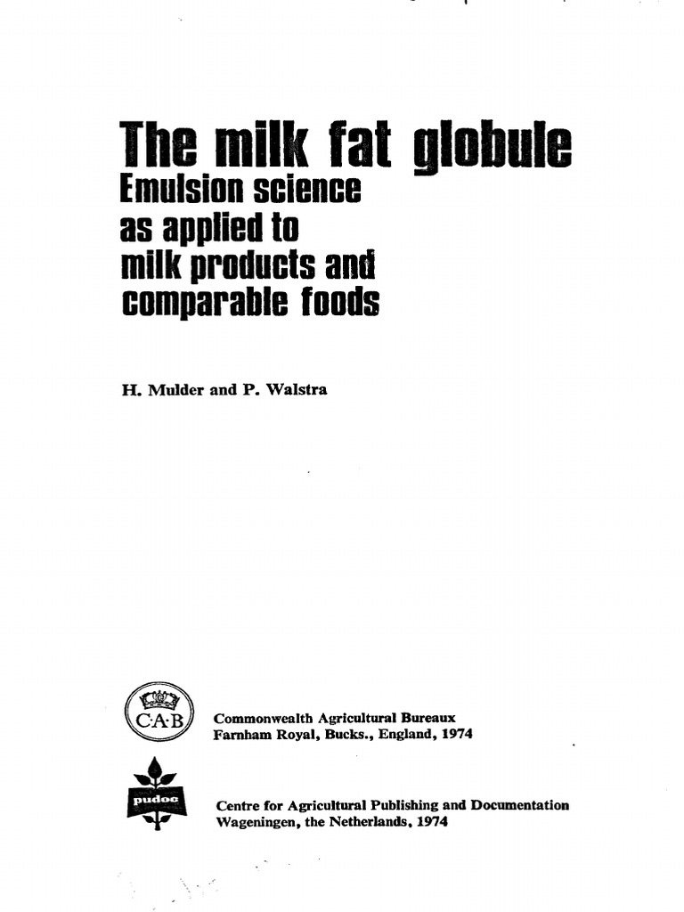 Milk Fat Globule Emulsion Science As Applied To M-Wageningen University ...