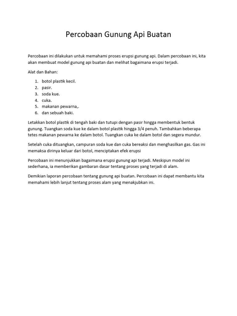 Percobaan Gunung Api Buatan | PDF | Sains & Matematika