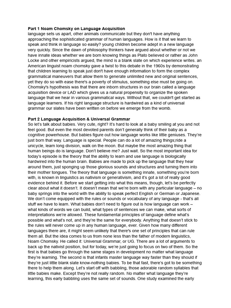 Part 1 | PDF | Language Acquisition | Linguistics