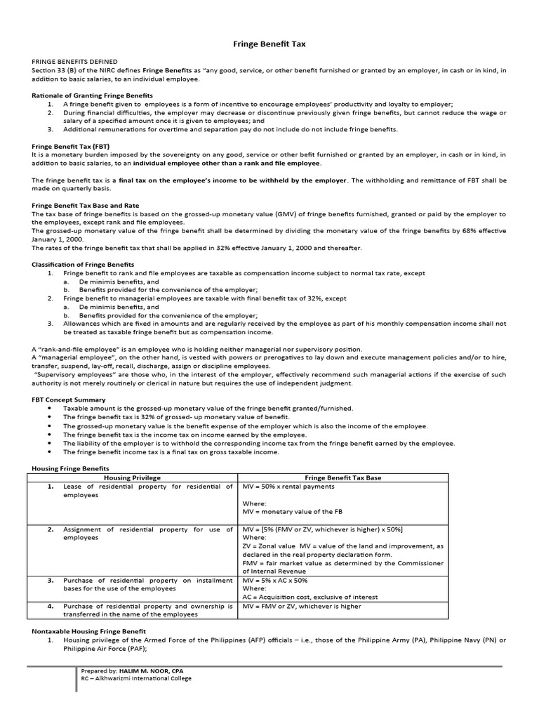 Fringe Benefits | Download Free PDF | Employee Benefits | Employment