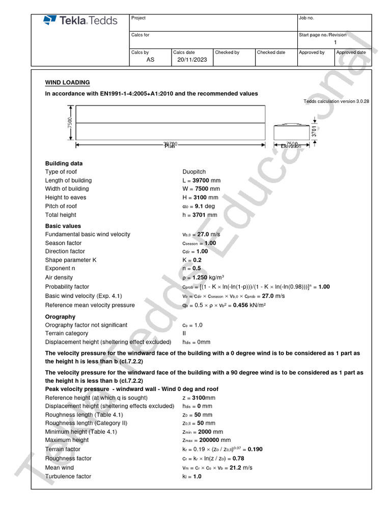 Wind Loading En1991 Pdf Force Physical Quantities
