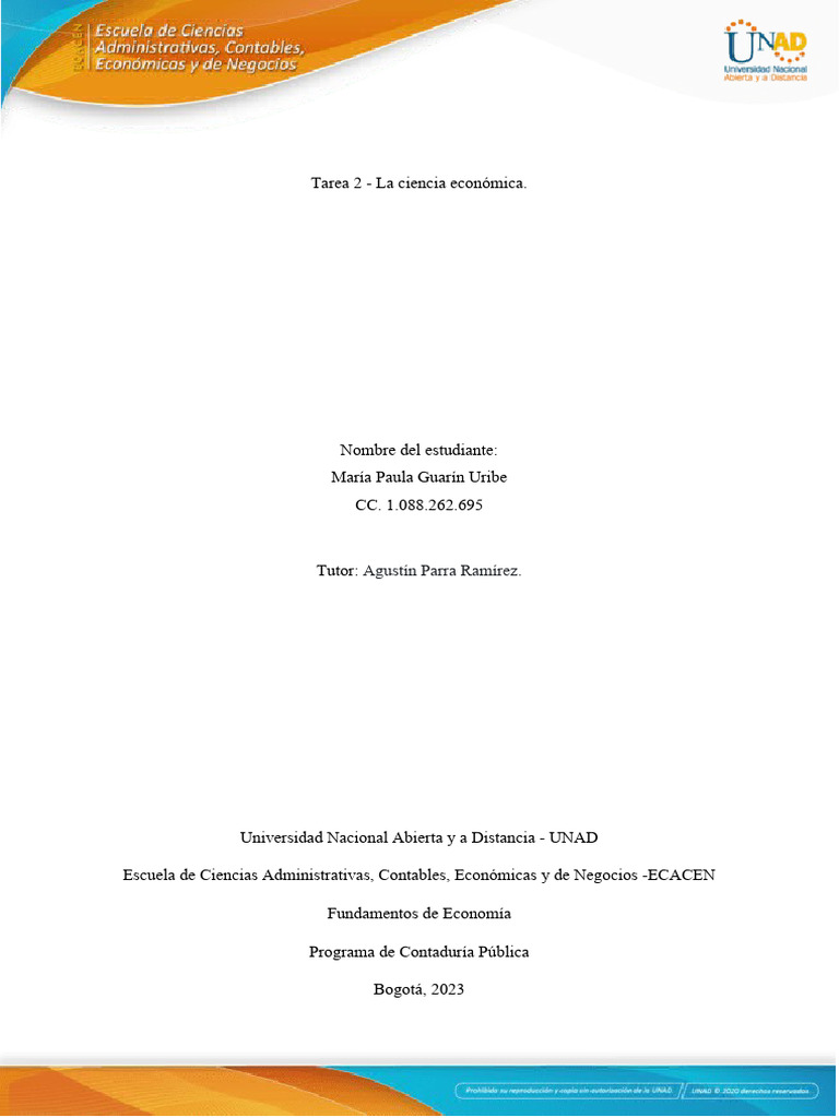 María Paula Guarín U - Tarea 2 | PDF | Precios | Dinero