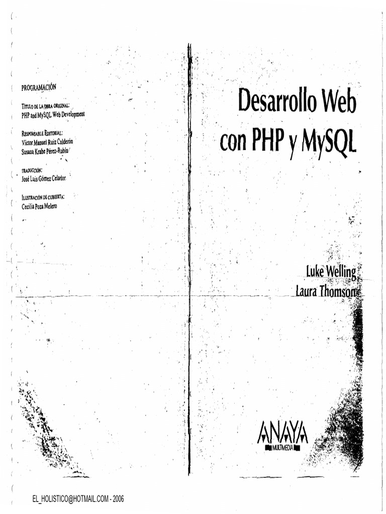 Libro Anaya Multimedia Desarrollo Web Con PHP y Mysql Luke Welling Amp Laura Thomson 3ed | PDF ...