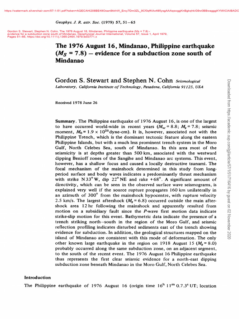 USGS Moro Gulf 57-1-51 Stewart and Cohn | PDF | Earthquakes | Fault ...
