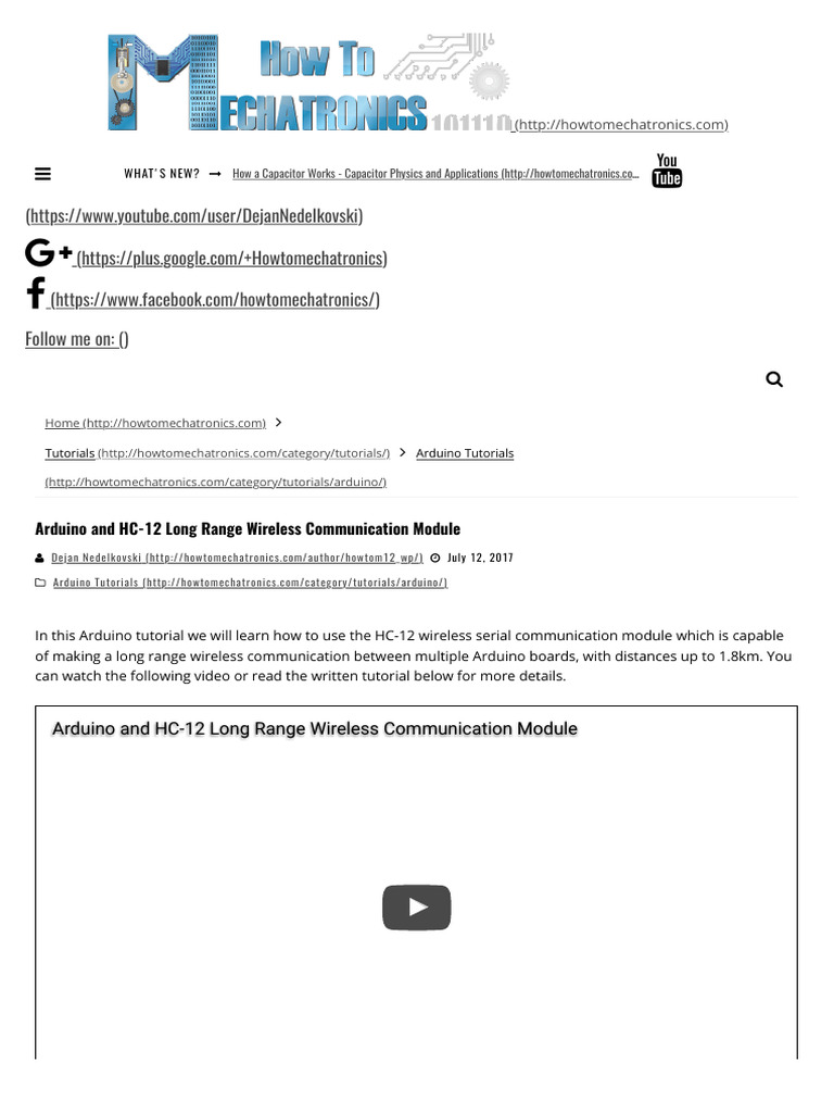 Arduino and HC-12 Long Range Wireless Communication Module ...