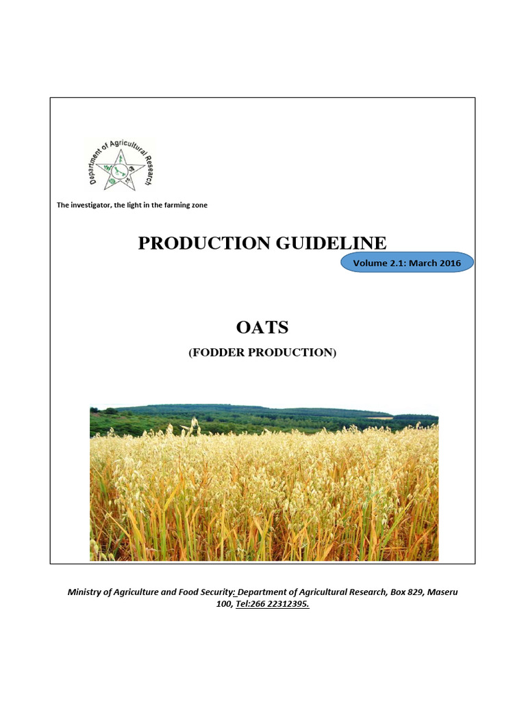 Oats Fodder Production Guidelines | PDF | Oat | Soil