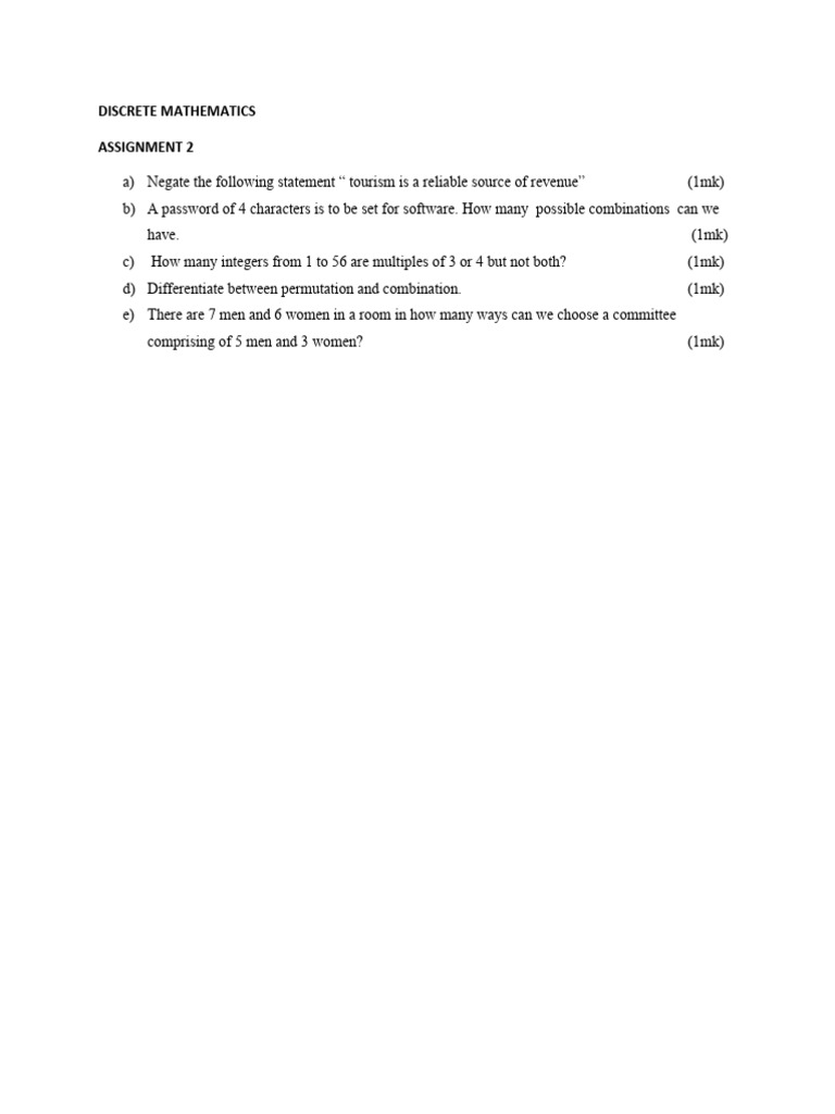 Discrete Mathematics Ass 2 | PDF