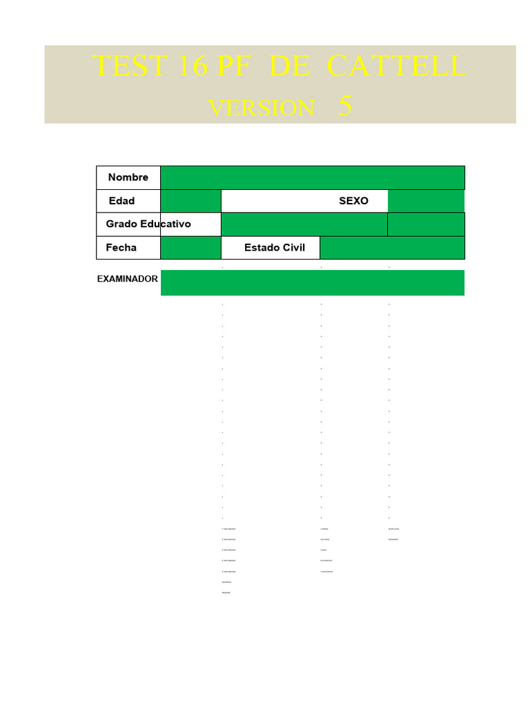 Test 16 PF de Cattell: Instrucciones y Preguntas | PDF