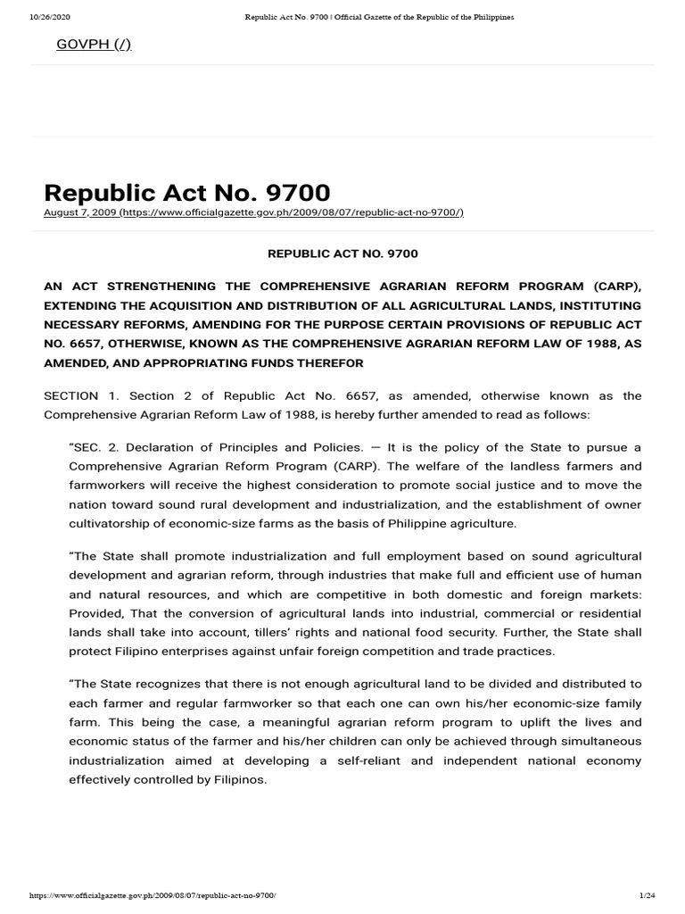 Republic Act No. 9700 - Official Gazette of The Republic of The ...
