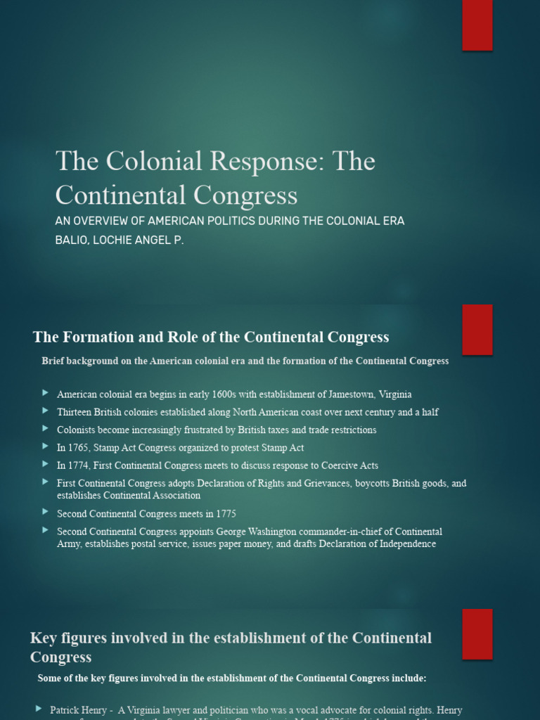 Continental Congress: Key Roles & Impact | PDF | Continental Congress ...
