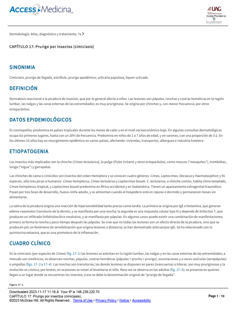 CAPÍTULO 17 - Prurigo Por Insectos (Cimiciasis) | PDF | Insecticida ...