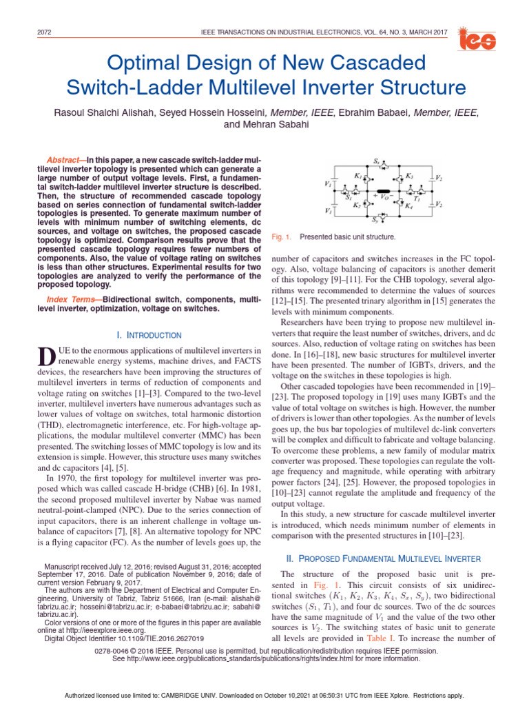 Optimal Cascaded Switch-Ladder Inverter Design | PDF | Power Inverter ...