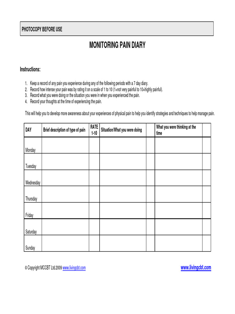 Pain Diary | PDF