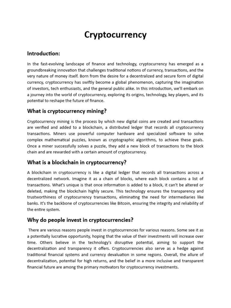 Understanding Cryptocurrency Basics | PDF | Cryptocurrency | Economies