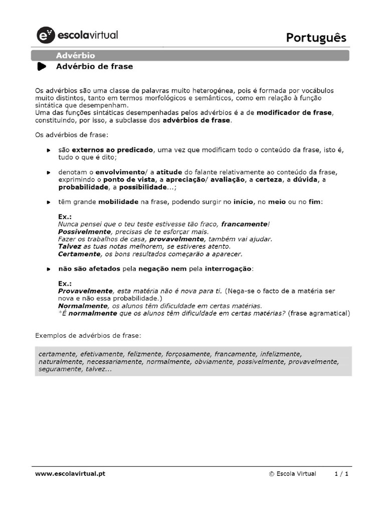 Adverbio de Frase | PDF
