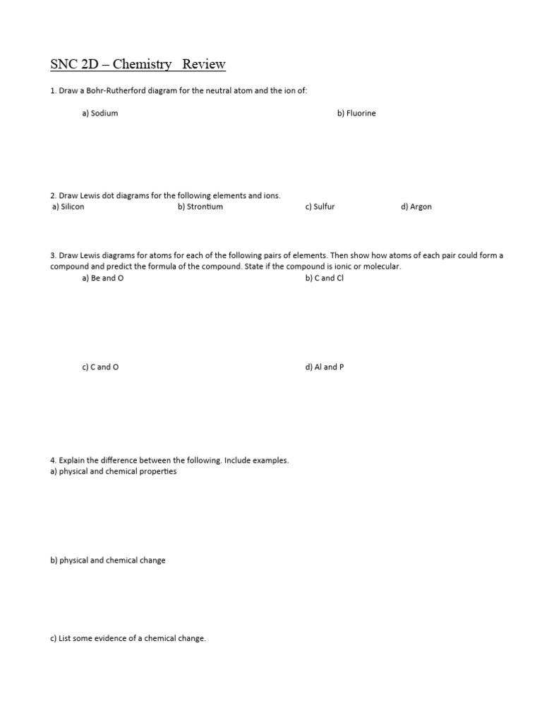 Chemistry Test Review 2023 | PDF | Chemical Compounds | Chemical Reactions
