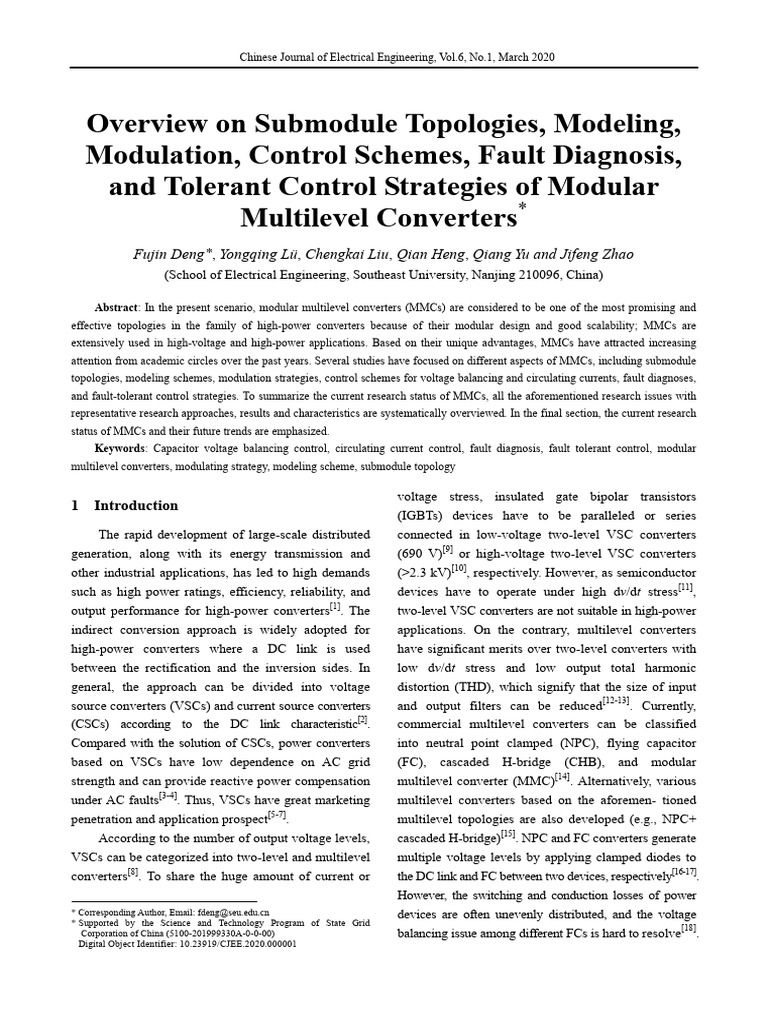 Overview On Submodule Topologies Modeling Modulation Control Schemes ...