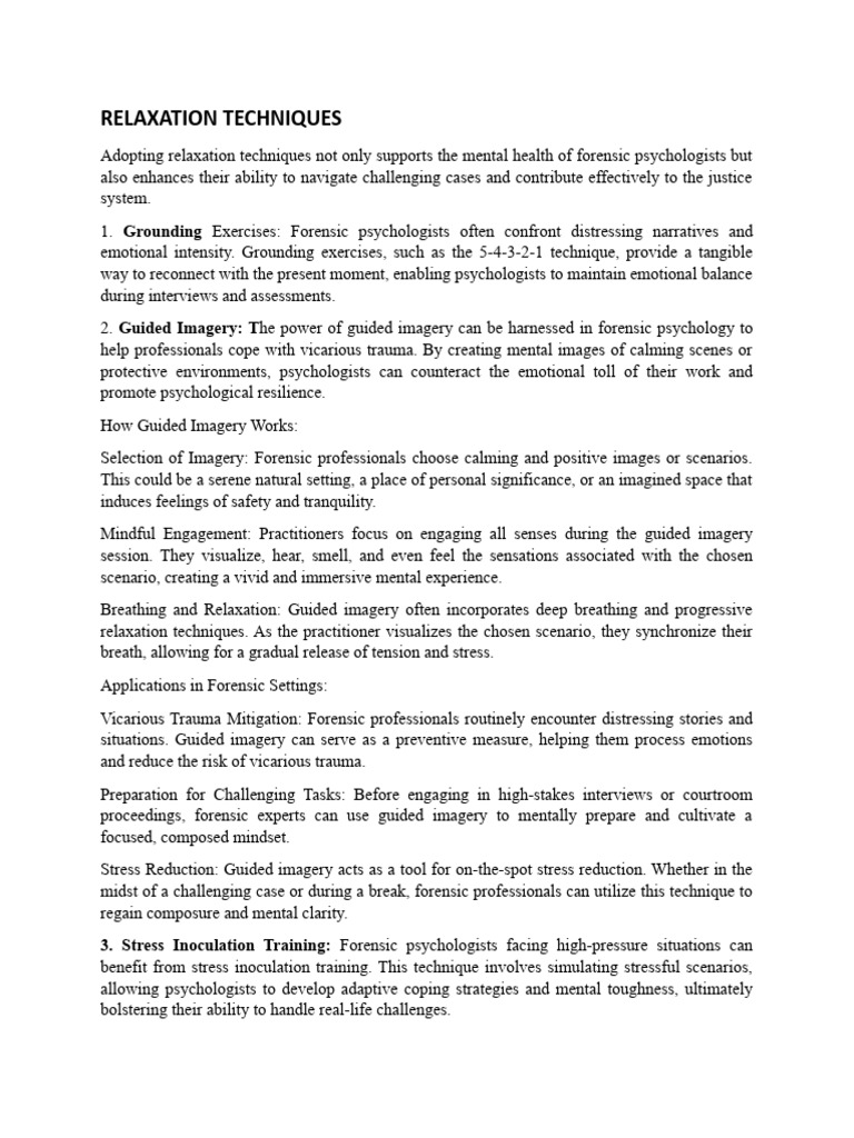 Relaxation Techniques | PDF | Relaxation (Psychology) | Psychological Trauma